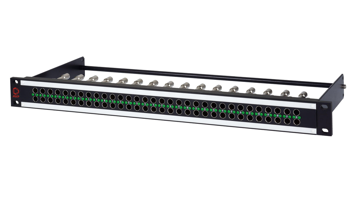 MIDSIZE (Mini-WECO) 12G Patchbay, 2x32, 1RU – AVP Broadcast