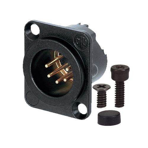 XLR Neutrik NC5MD-LX-B, 5 Pole Male, Black/Gold – AVP Broadcast